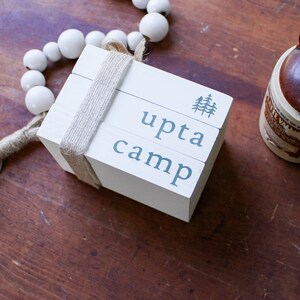 Upta Camp Sign Book Stack Summer Decor Mini Book Stack Camp Decor Wood ...