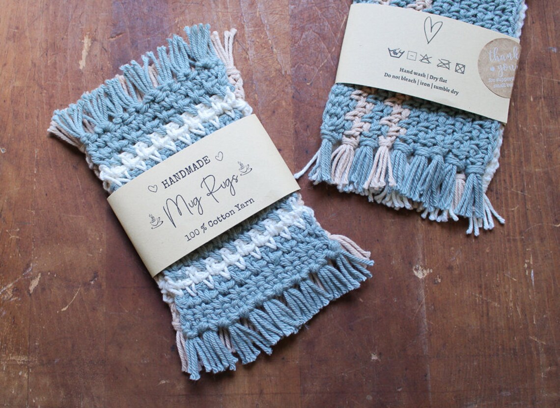 PRINTABLE Mug Rug Wrap Labels | Crochet Knit Product Tags | PDF ...