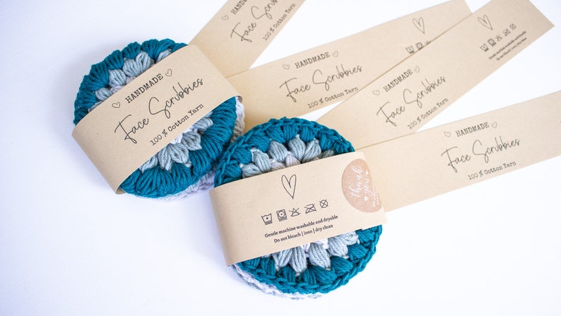 PRINTABLE Face Scrubbies Wrap Labels | Crochet Tags | Knit Tags | Craft ...