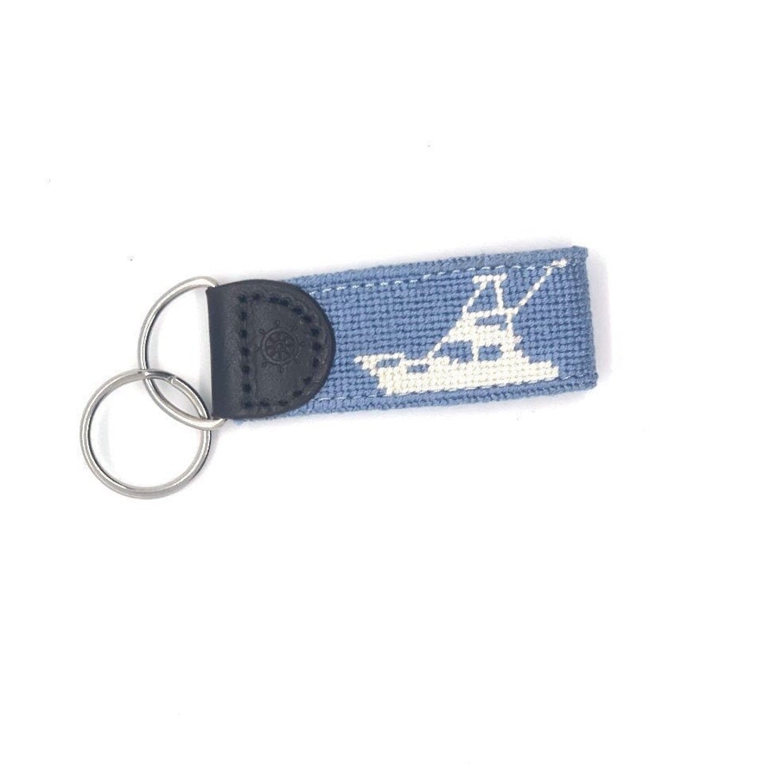 Needlepoint Boat Key Fob - Etsy