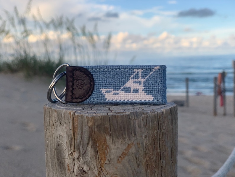 Needlepoint Boat Key Fob - Etsy