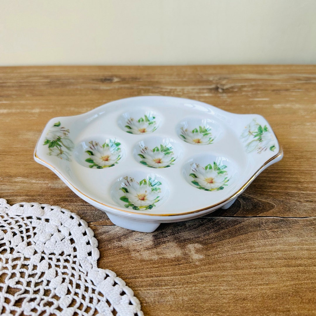 Vintage Porcelain Snail Plate With 6 Holes, Ceramic Escargot Dish ...