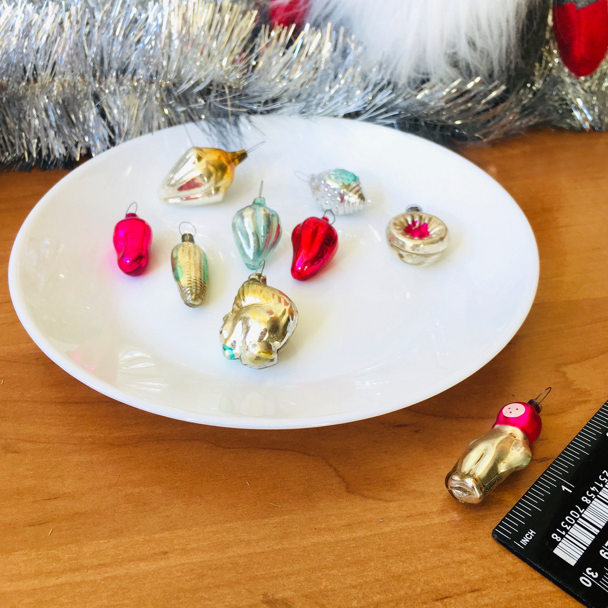 Vintage Mini Christmas Tree Ornaments Set 9 Small Christmas - Etsy