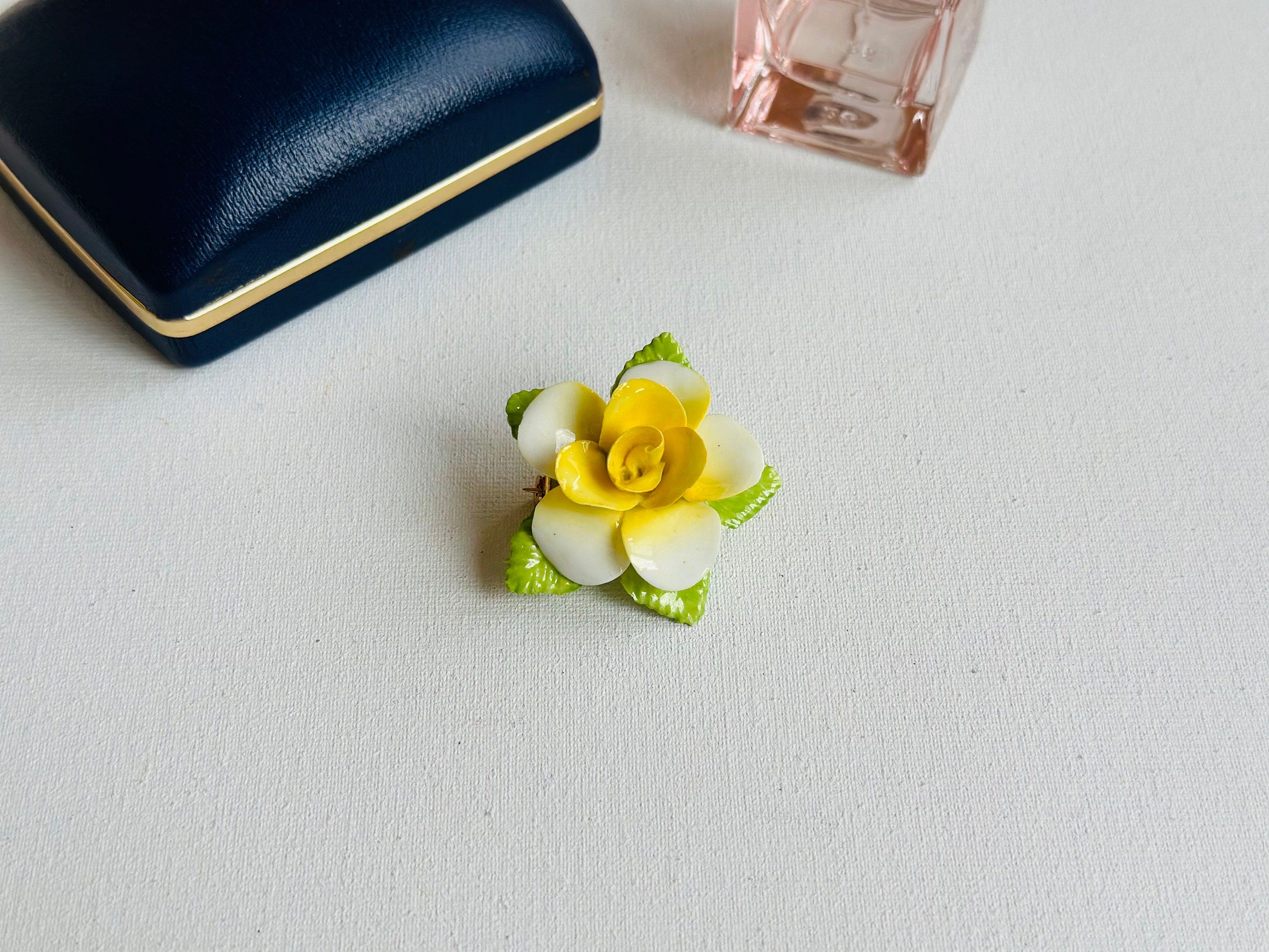 Coalport Fine Bone China Yellow Rose Brooch, Vintage Porcelain Hand ...