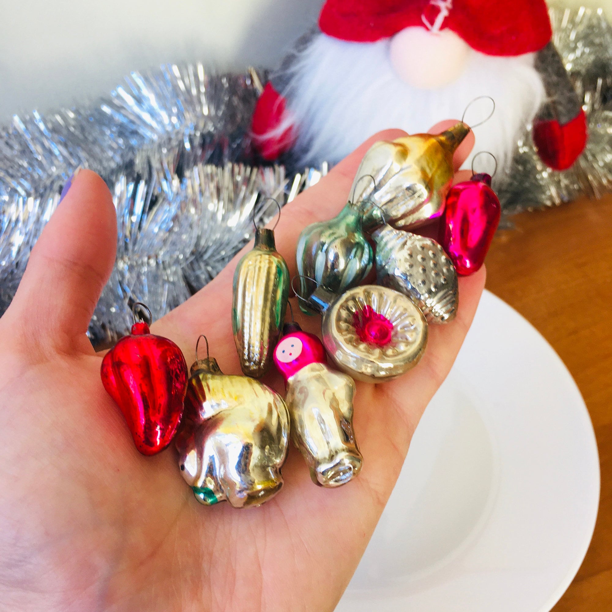 Vintage Mini Christmas Tree Ornaments Set 9 Small Christmas - Etsy