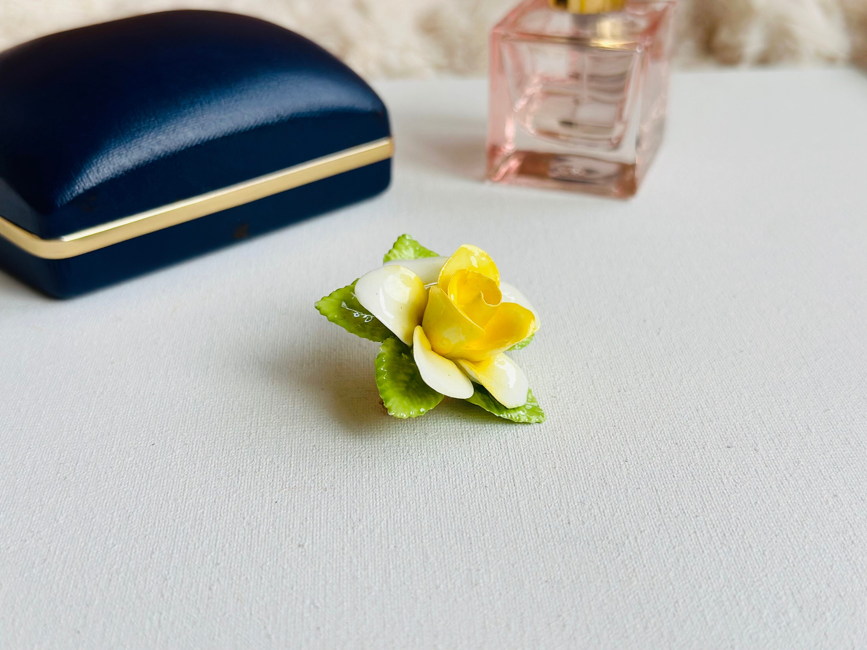 Coalport Fine Bone China Yellow Rose Brooch, Vintage Porcelain Hand ...