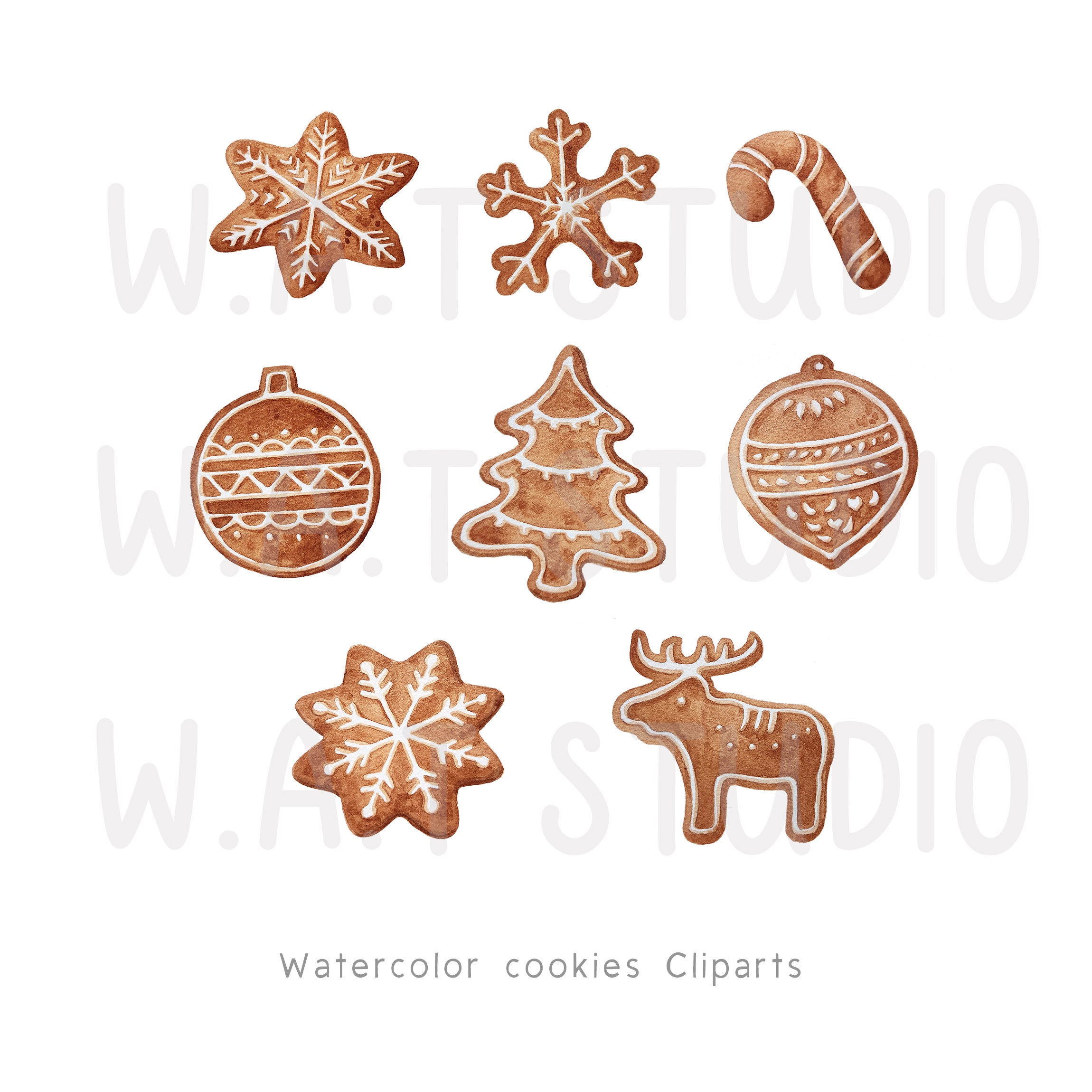 Christmas Cookie Watercolor Clipart Christmas Cookie - Etsy