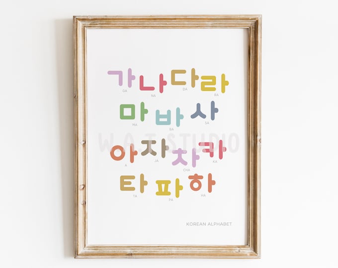 Pastel Alphabet and Hangul Posters Korean Alphabet Print Uppercase ...