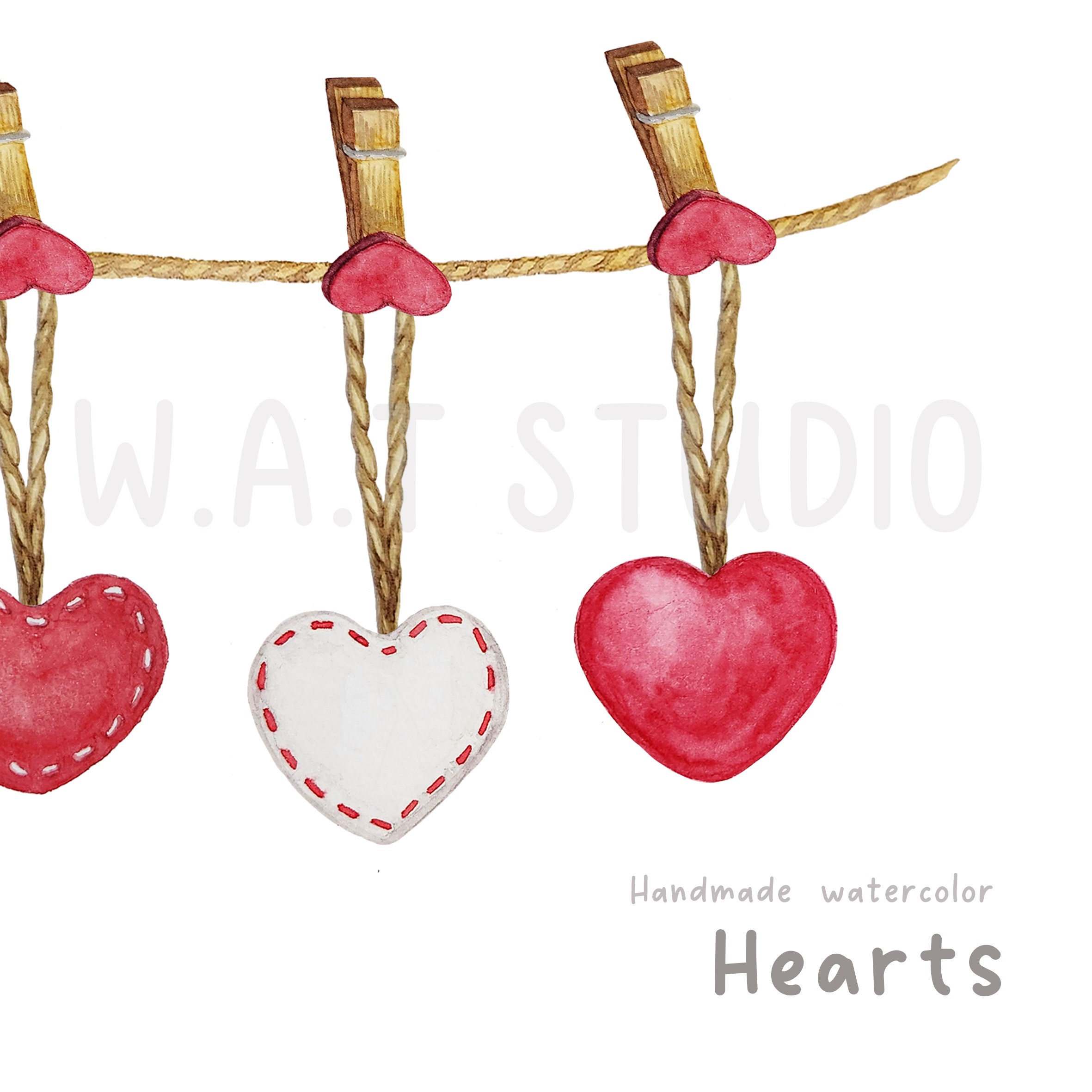 Heart Watercolor Clipart, Valentine's Day Heart Watercolor Clipart ...