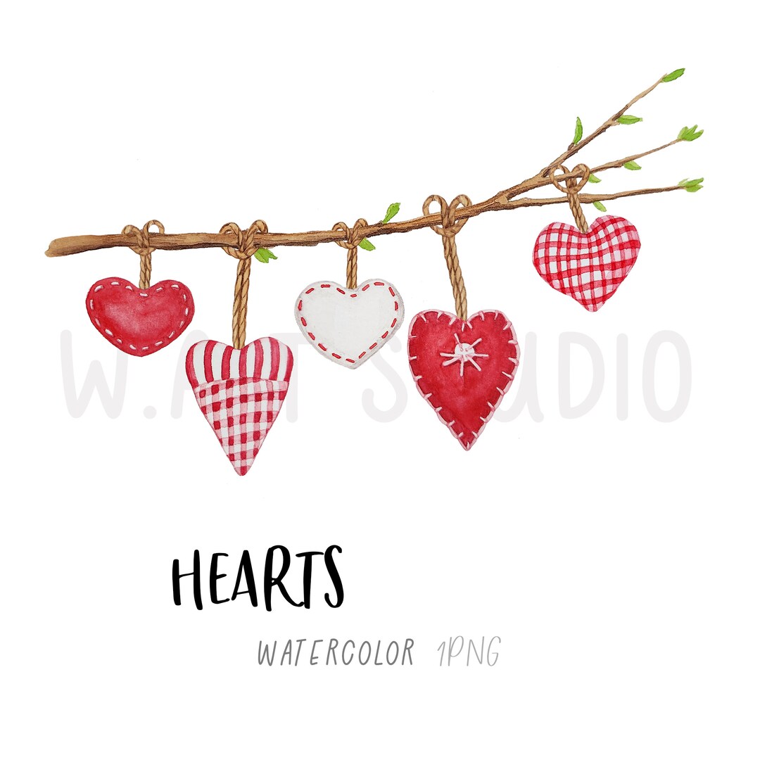 Heart Watercolor Clipart, Valentine's Day Heart Watercolor Clipart ...