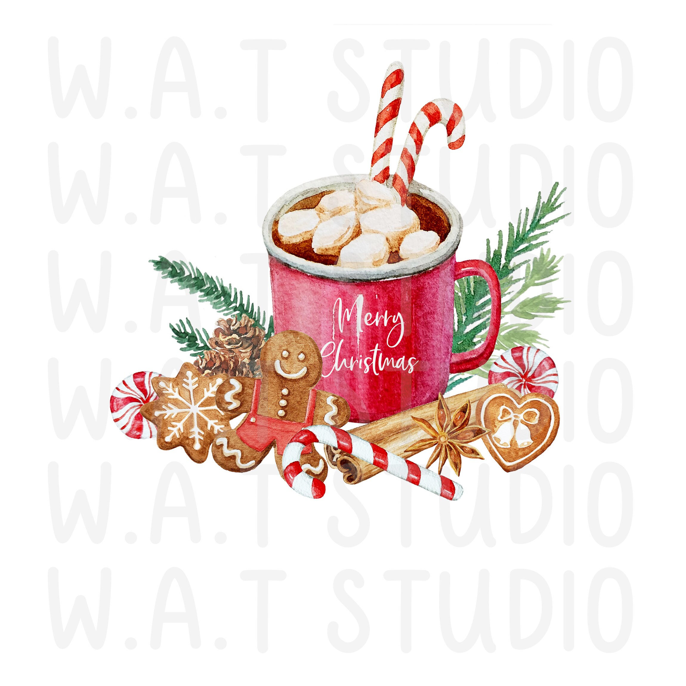 Christmas Food Watercolor Clipart, Christmas Food Watercolor Print ...