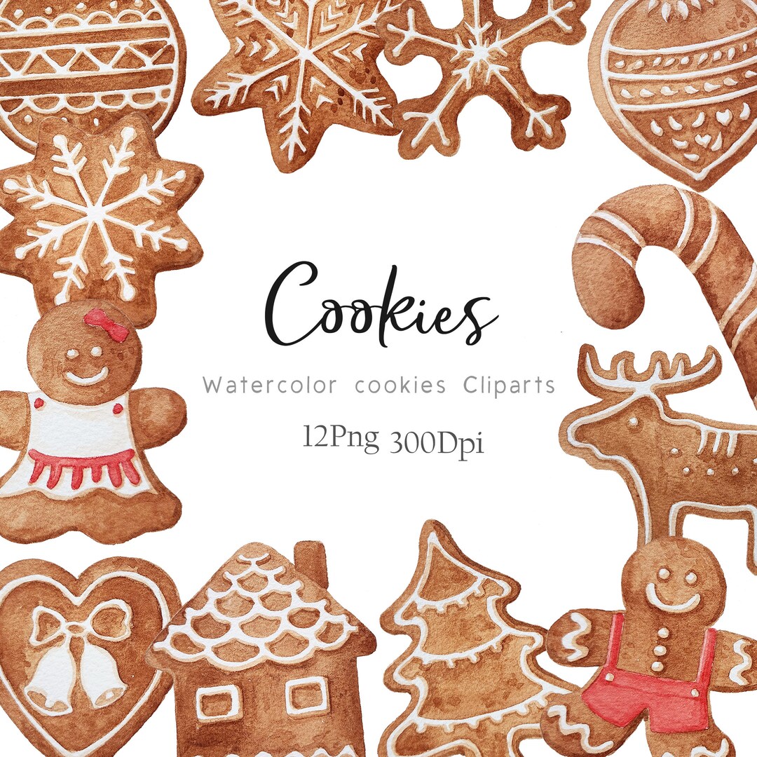 Christmas Cookie Watercolor Clipart Christmas Cookie - Etsy