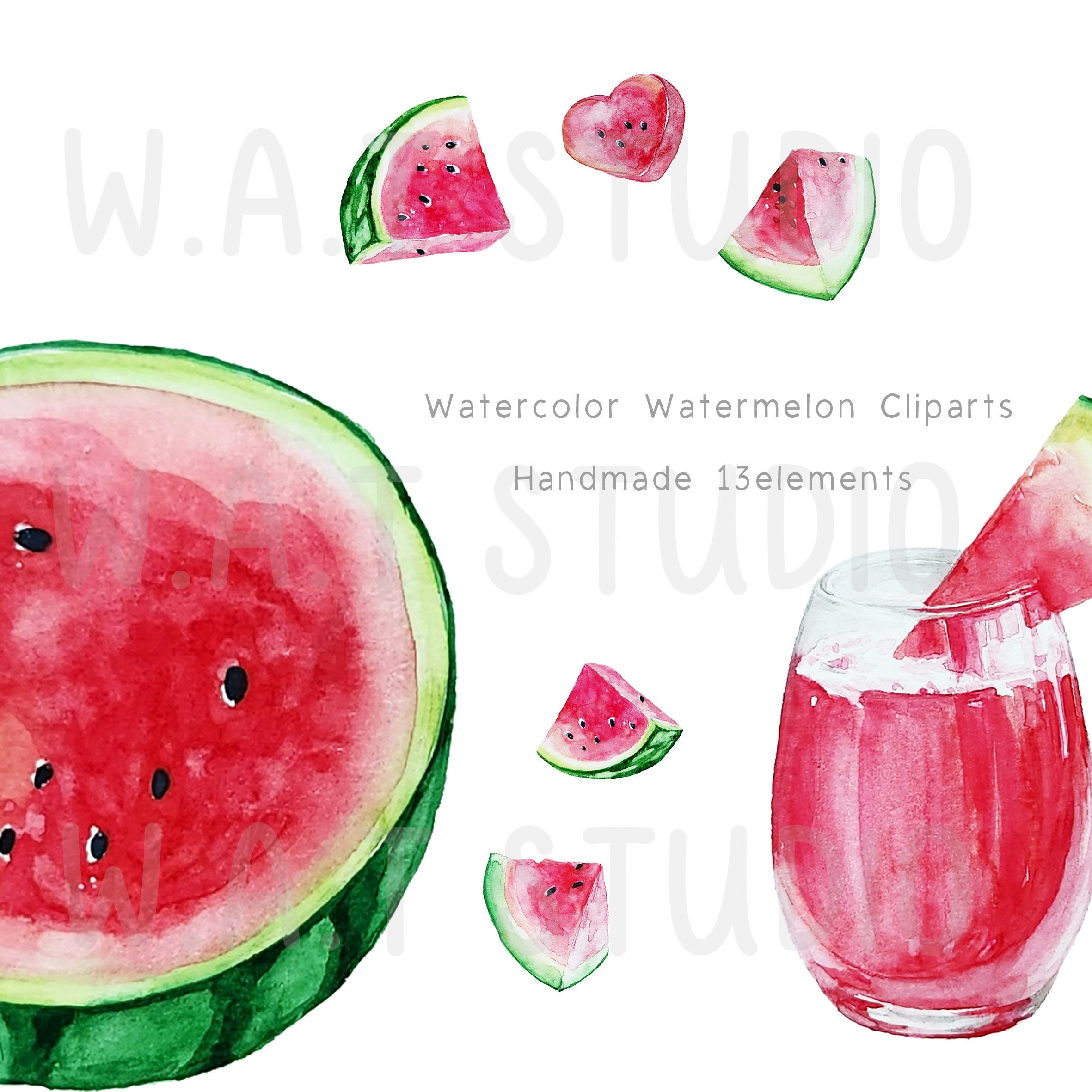 Watermelon Watercolor Clipart Watermelon Watercolor Prints - Etsy