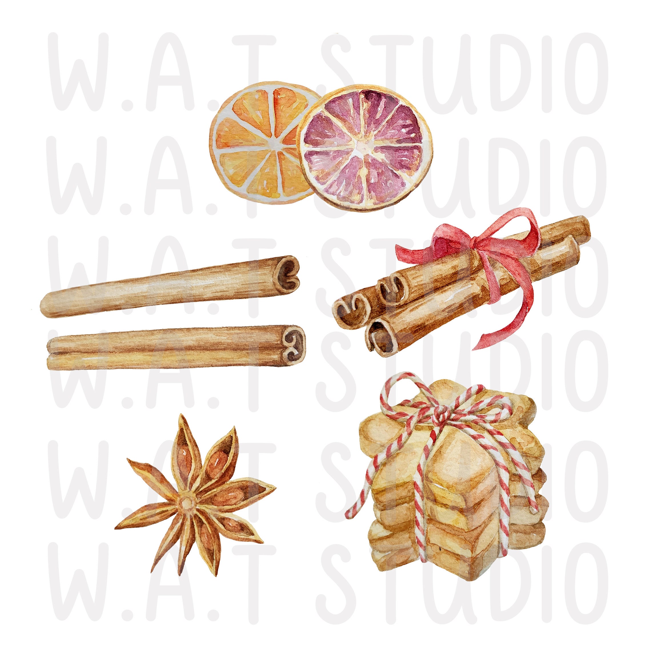 Christmas Food Watercolor Clipart, Christmas Food Watercolor Print ...