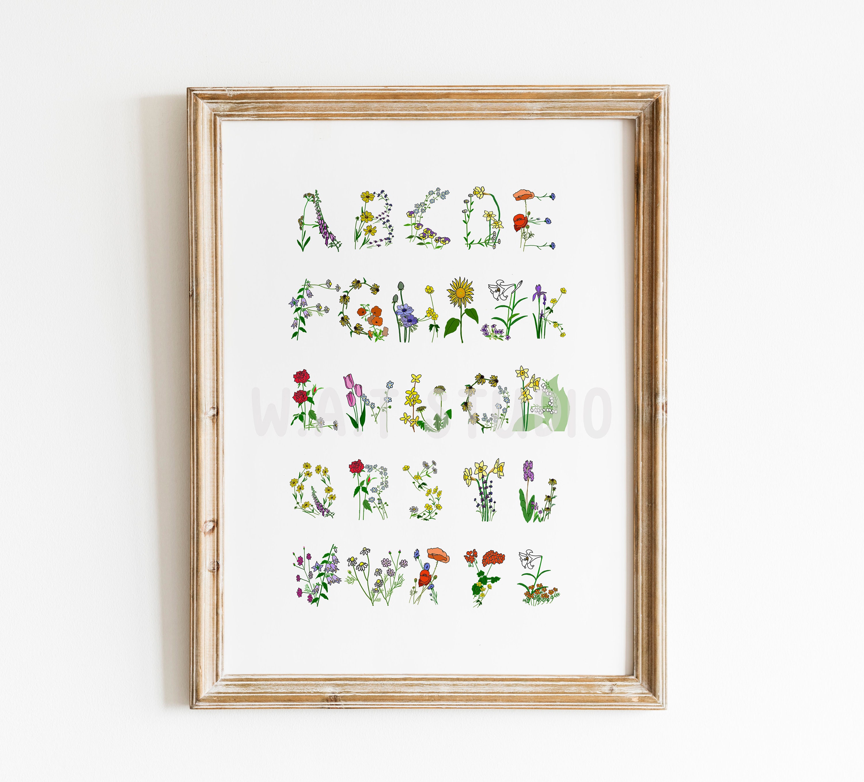 Wild Flower Alphabet Clipart, Wild Flower Alphabet Wall Art, Flower ...