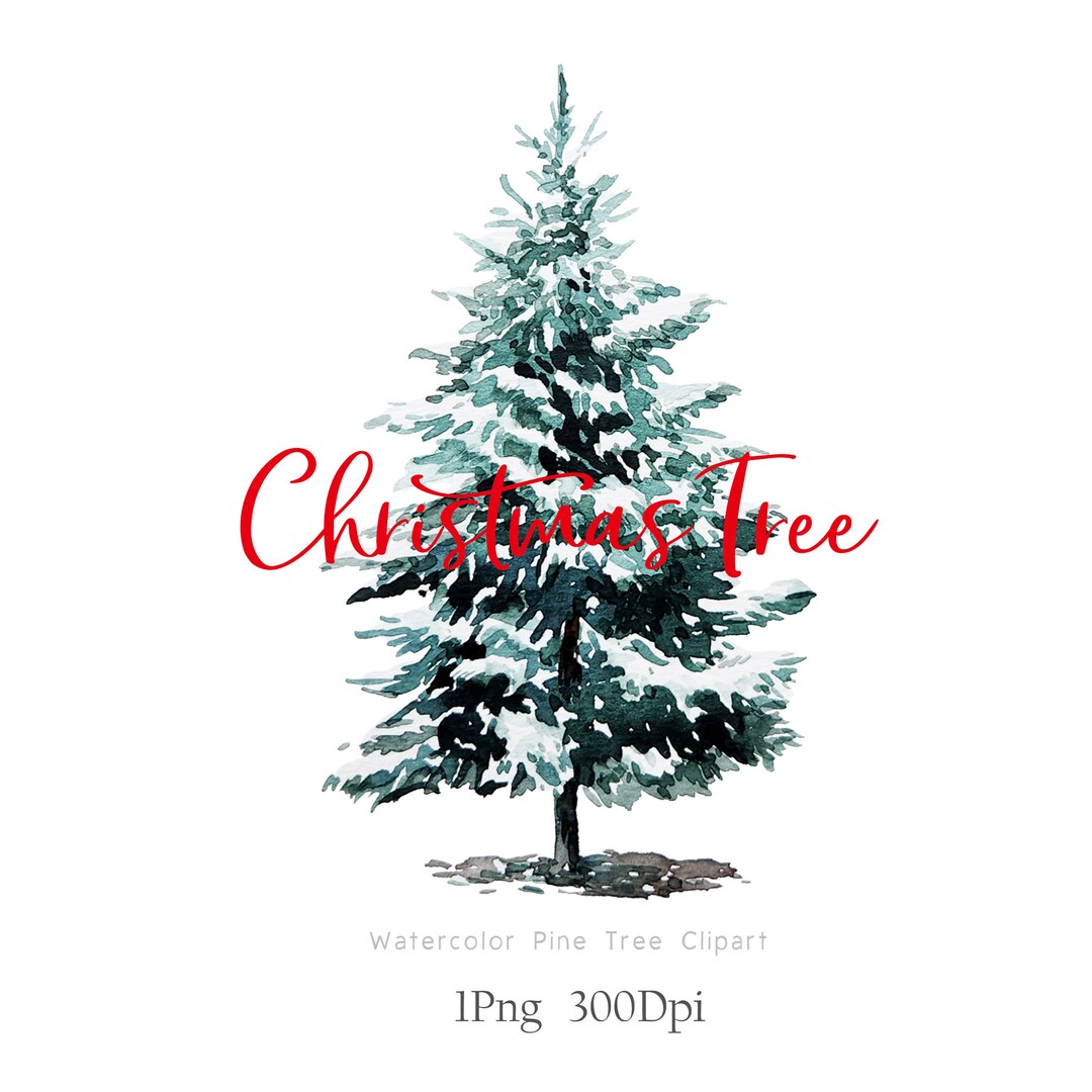 Christmas Tree Watercolor Clipart, Pine Tree Watercolor Clipart, Winter ...