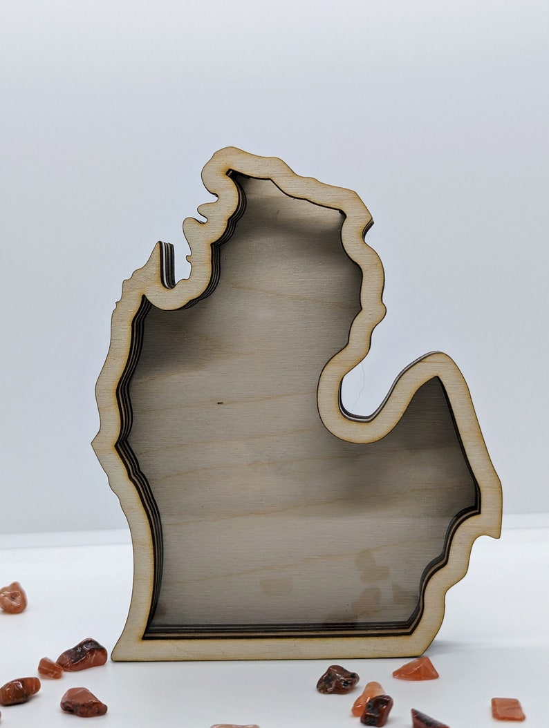 Michigan Lower Peninsula Shadow Box for Rocks Agates Sand Beach Glass ...