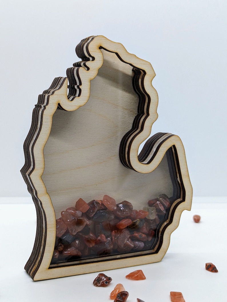 Michigan Lower Peninsula Shadow Box for Rocks Agates Sand Beach Glass ...