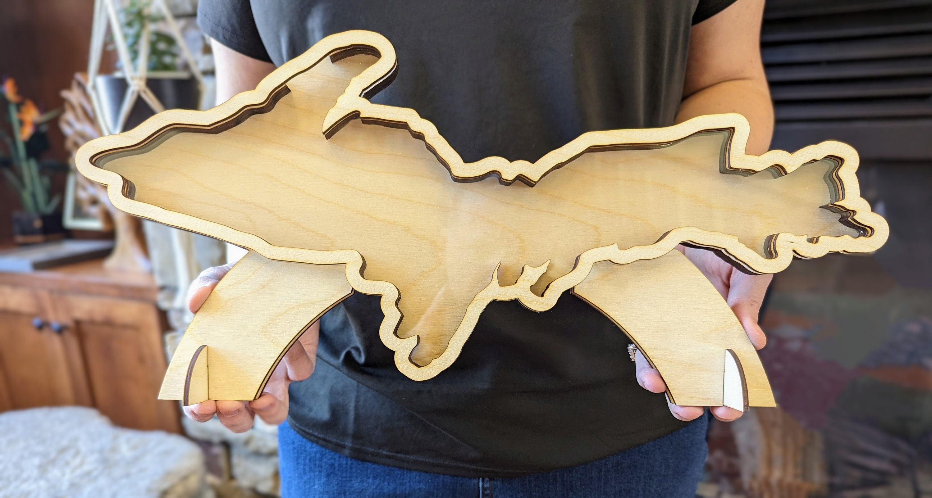 Upper Peninsula Michigan Shadow Box for Rocks Agates Sand Beach Glass ...