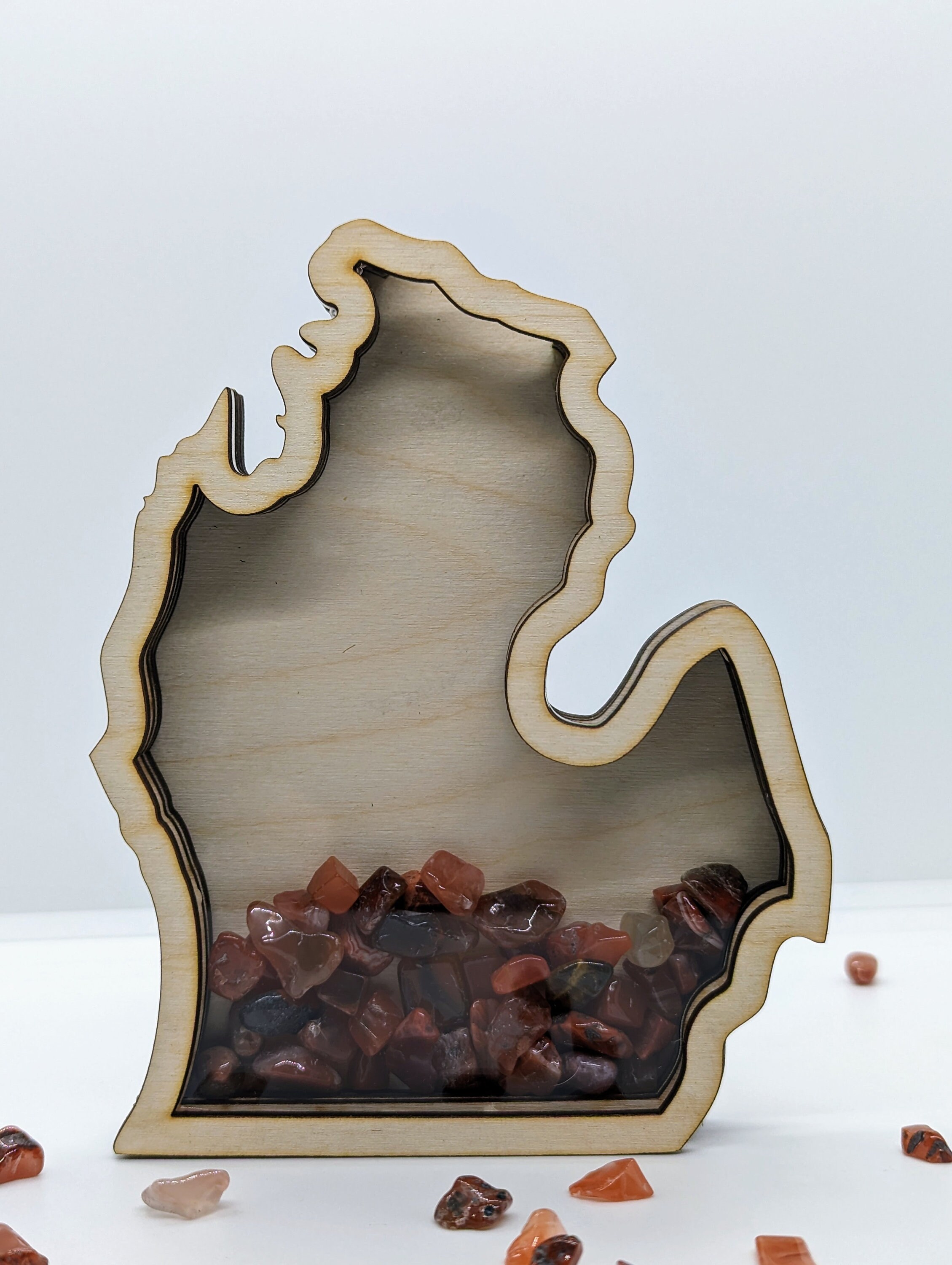 Michigan Lower Peninsula Shadow Box for Rocks Agates Sand Beach Glass ...