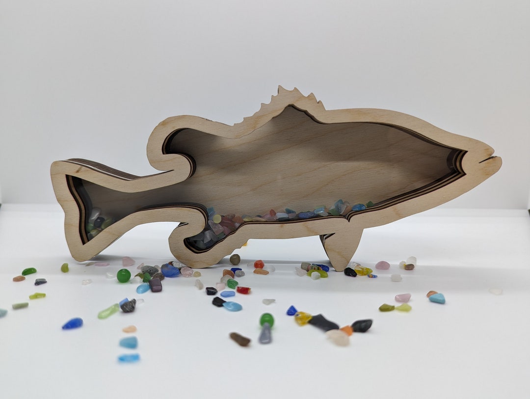 Bass Fish Shadow Box for Rocks Agates Sand Beach Glass Treasures ...