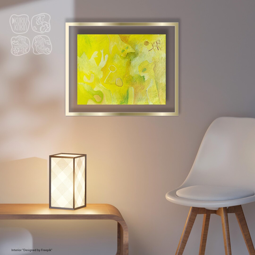 Abstract Acrylic Art | Yellow & Green Colors | Hand-painted on Canvas ...