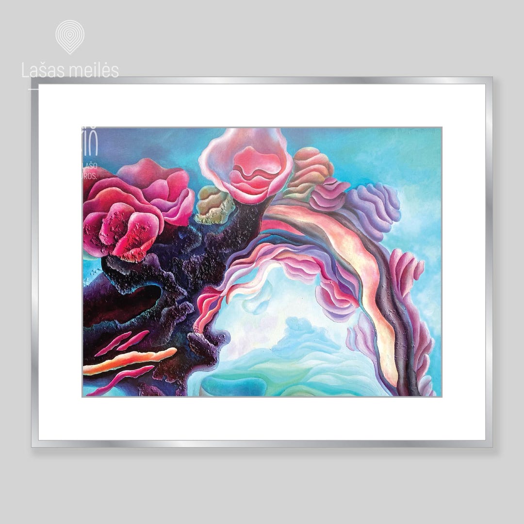 Art Print With Frame | Red, Violet & Blue Colors | Ready to Hang Wall ...