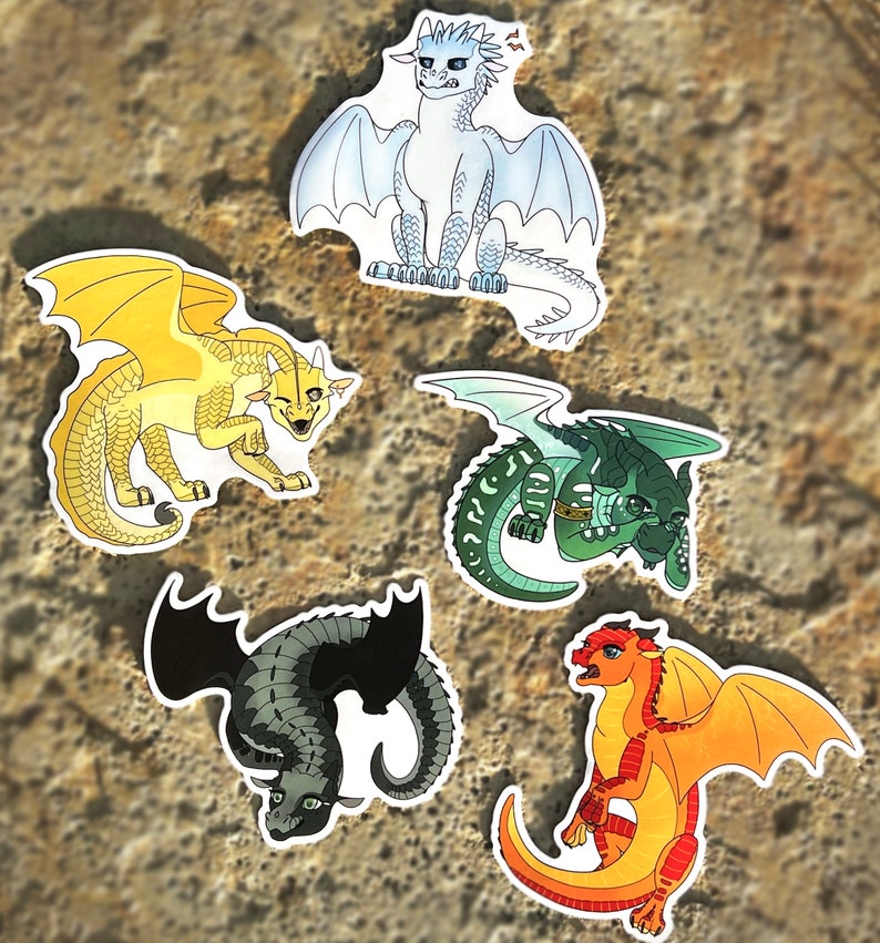 Wings of Fire Stickers Moonwatcher / Qibli / Winter / Peril / Turtle ...