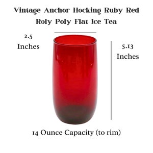 Vintage Ruby Red Roly Poly 14 Ounce Flat Ice Tea Glasses or Tumblers by ...