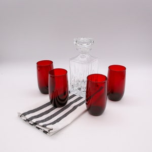 Vintage Ruby Red Roly Poly 14 Ounce Flat Ice Tea Glasses or Tumblers by ...