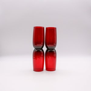 Vintage Ruby Red Roly Poly 14 Ounce Flat Ice Tea Glasses or Tumblers by ...