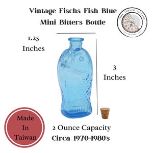 Vintage Light Blue Fisch's Bitters Bottle Miniature Fish Shaped Bottle ...