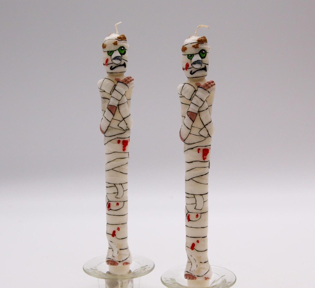 Vintage Russ Berrie Mummy Taper Candles | Halloween Tapers | Party ...