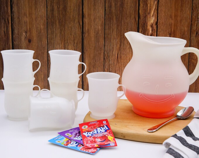 Vintage White Plastic Kool-aid "kool-aid Man" Drink Pitcher and ...