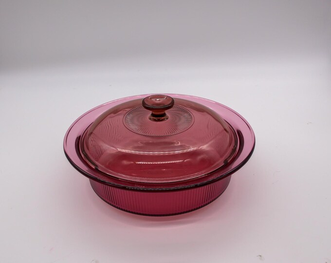 Vintage Corning/pyrex Cranberry Vision 2.5 Quart Covered Casserole ...