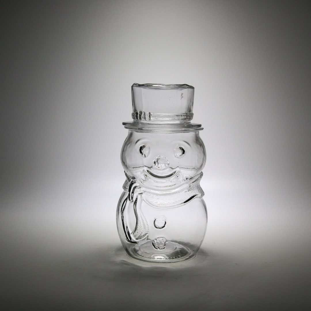 Vintage Libbey of Canada Clear Snowman Jar | Christmas Candy Jar ...