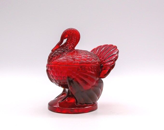 Vintage LE Smith Amberina Lidded Turkey Candy Dish | Fall Glassware ...