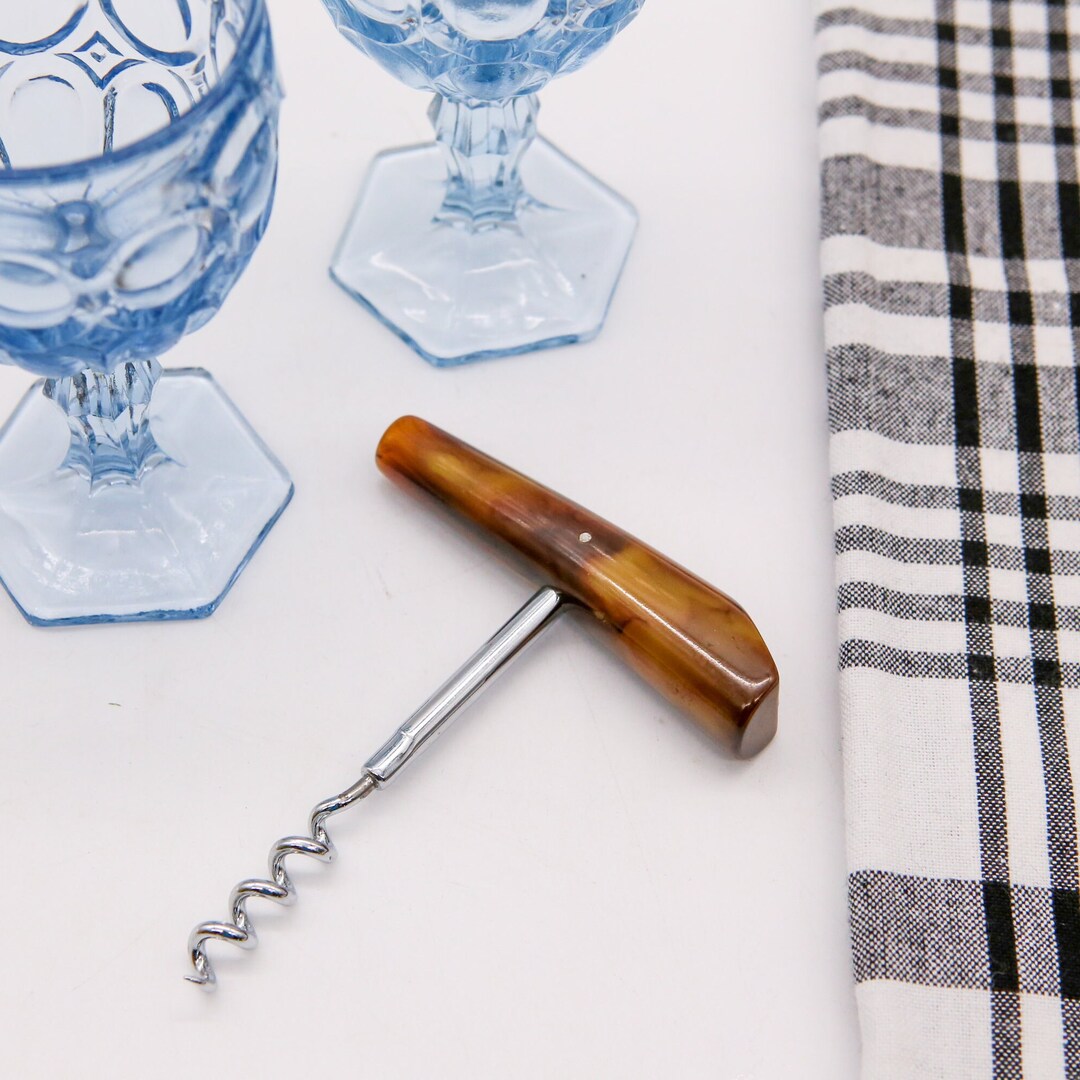 Vintage MCM Bakelite Butterscotch Barware Stainless Steel Corkscrew ...