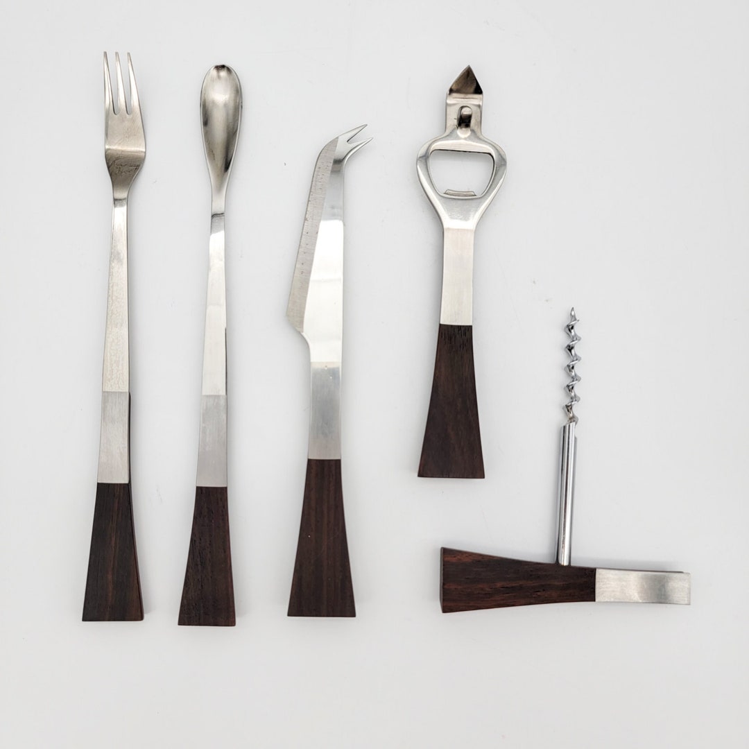 Vintage Burnco Japan Mid Century Bar Tools Set | Rosewood and Stainless ...