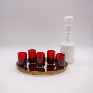 Vintage Ruby Red Roly Poly Small 6 Ounce Juice Glasses or Small ...