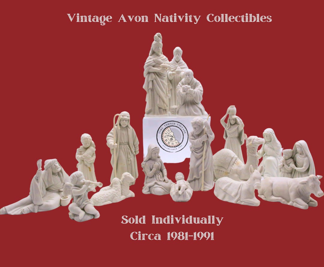 Vintage Avon White Porcelain Nativity Figurines | Bisque Nativity ...