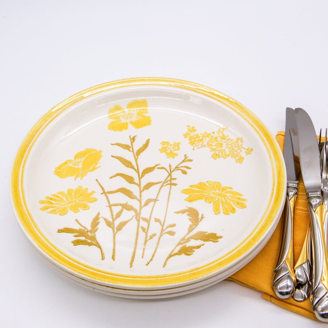 Vintage Jamestown China Yellow Floral Poppy Ironstone Plates | Retro ...