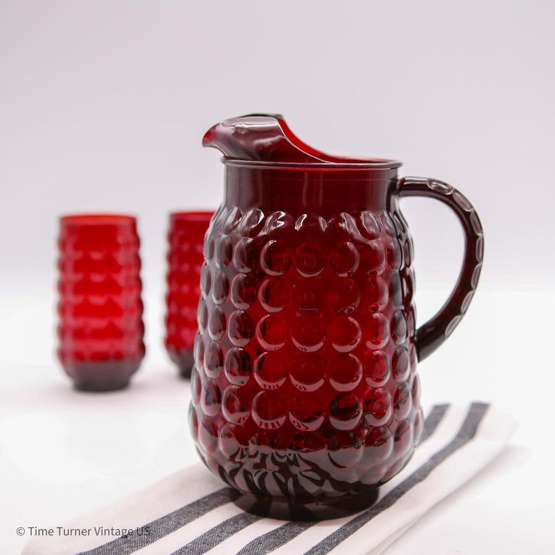 Vintage Anchor Hocking Royal Ruby "bubble" Pitcher | Red Glassware ...