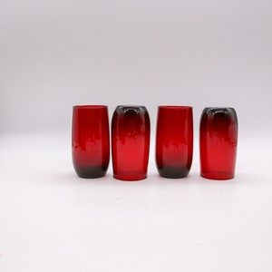 Vintage Ruby Red Roly Poly 14 Ounce Flat Ice Tea Glasses or Tumblers by ...