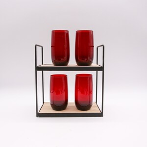 Vintage Ruby Red Roly Poly 14 Ounce Flat Ice Tea Glasses or Tumblers by ...