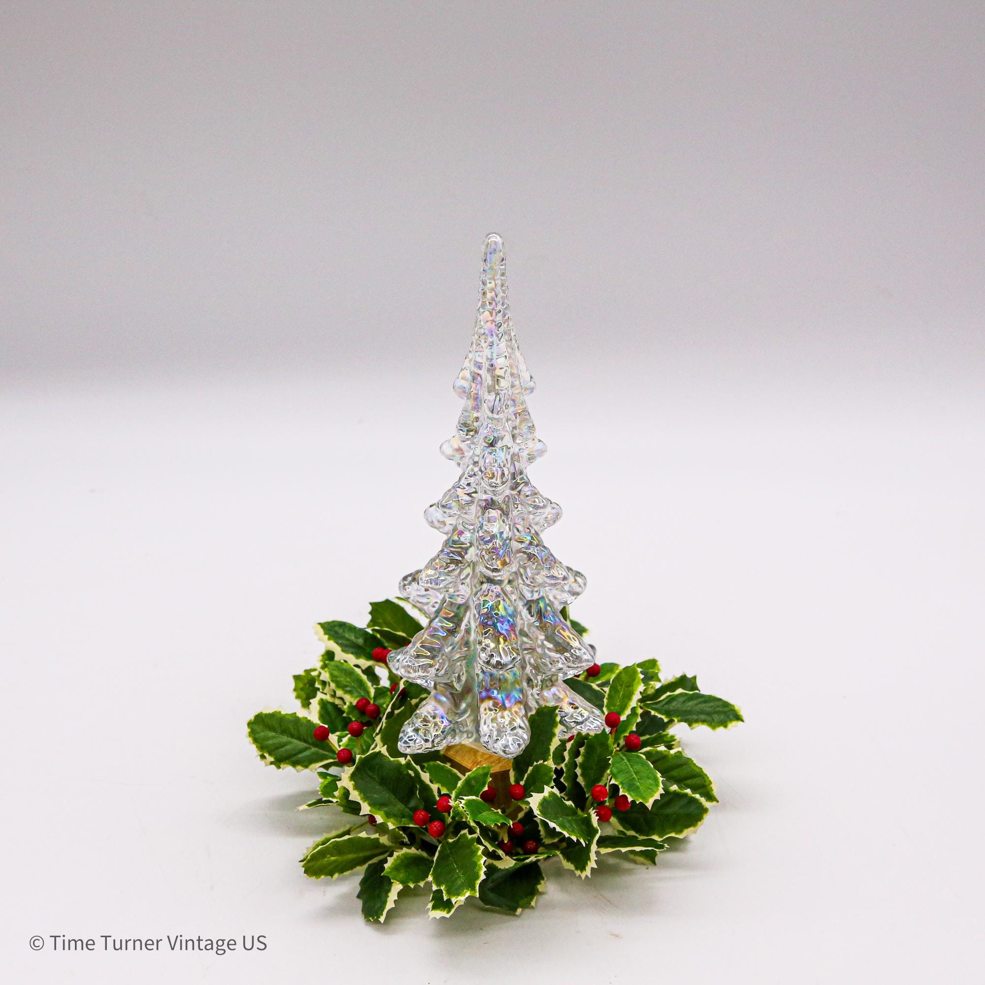 Vintage Crystal Iridescent Christmas Tree | Enesco Art Glass Pine ...