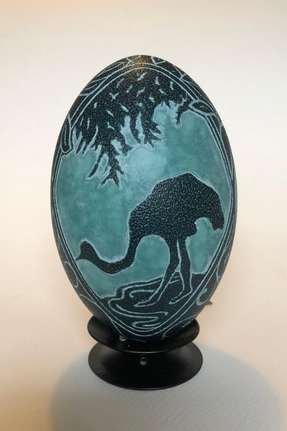 Carved Emu Egg engraved emu design eggshell | Etsy