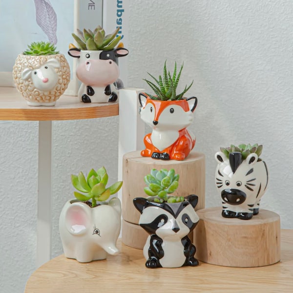 Ceramic Animal Planters - Etsy