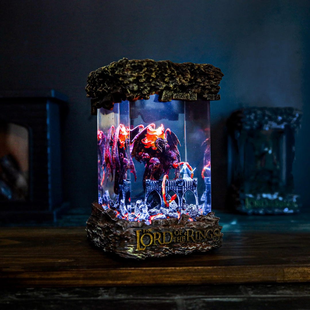 Diorama Gald.aft & Bal.rog Power Ring Lamp, Lor.d O.f the Ri.ng Epoxy ...