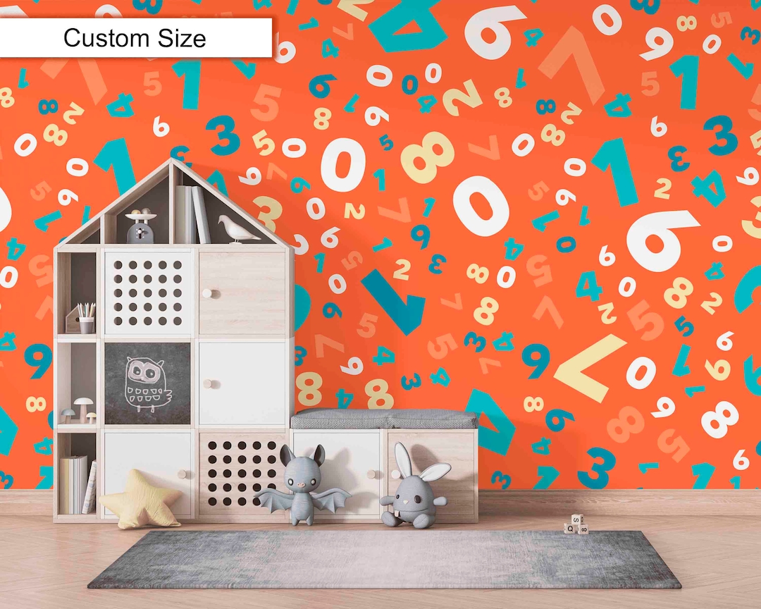 Numbers Decal, Kids Wallpaper, Nursery Wallpaper, Kids Wall Decal, Peel ...